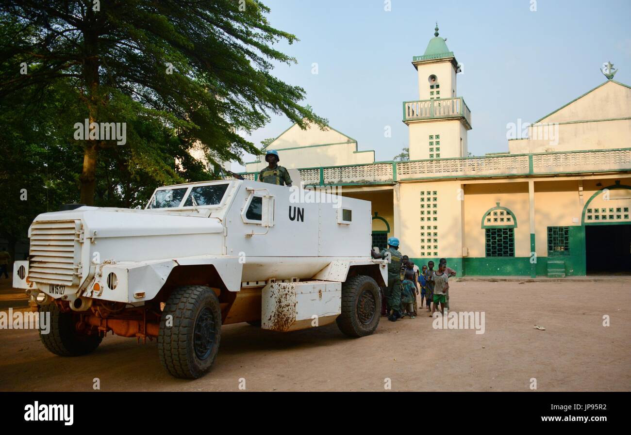 An armored vehicle of a U.N. peacekeeping mission is parked on Nov. 20 ...
