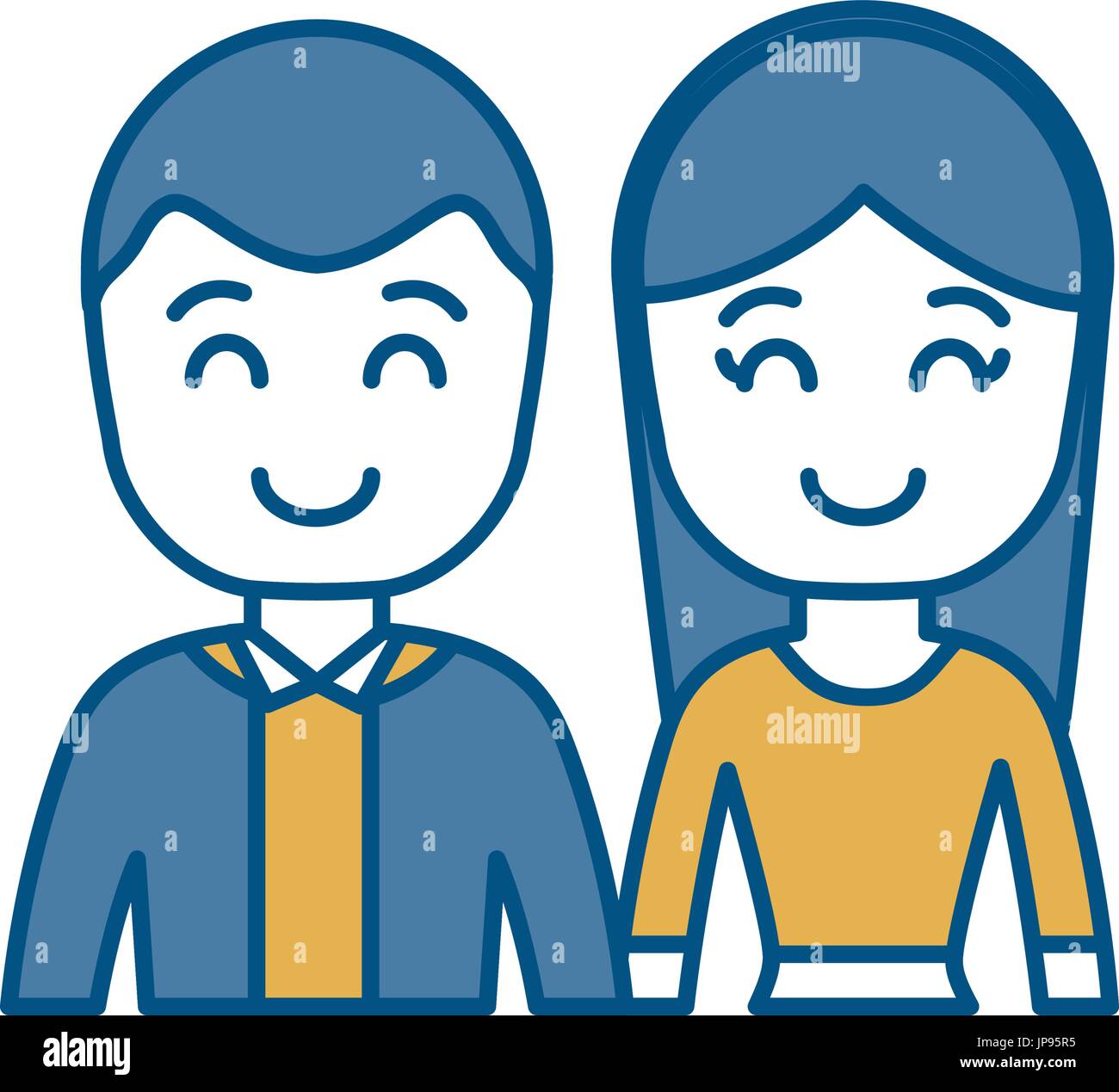 Couple Of Woman And Man Icon Over White Background Vector Illustration