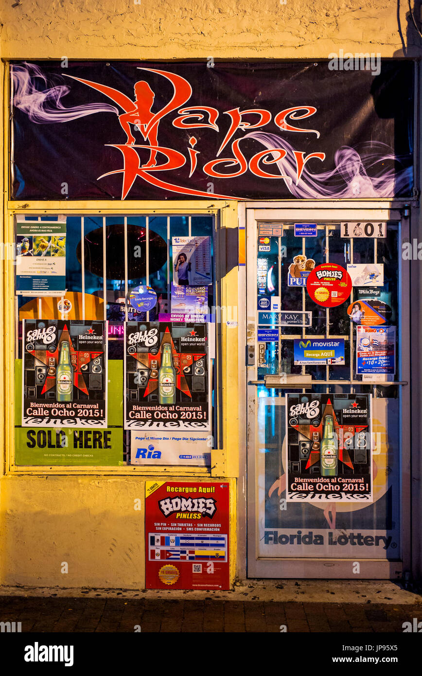Small Store Facade, Calle Ocho, Little Havana, Miami, Florida, USA ...
