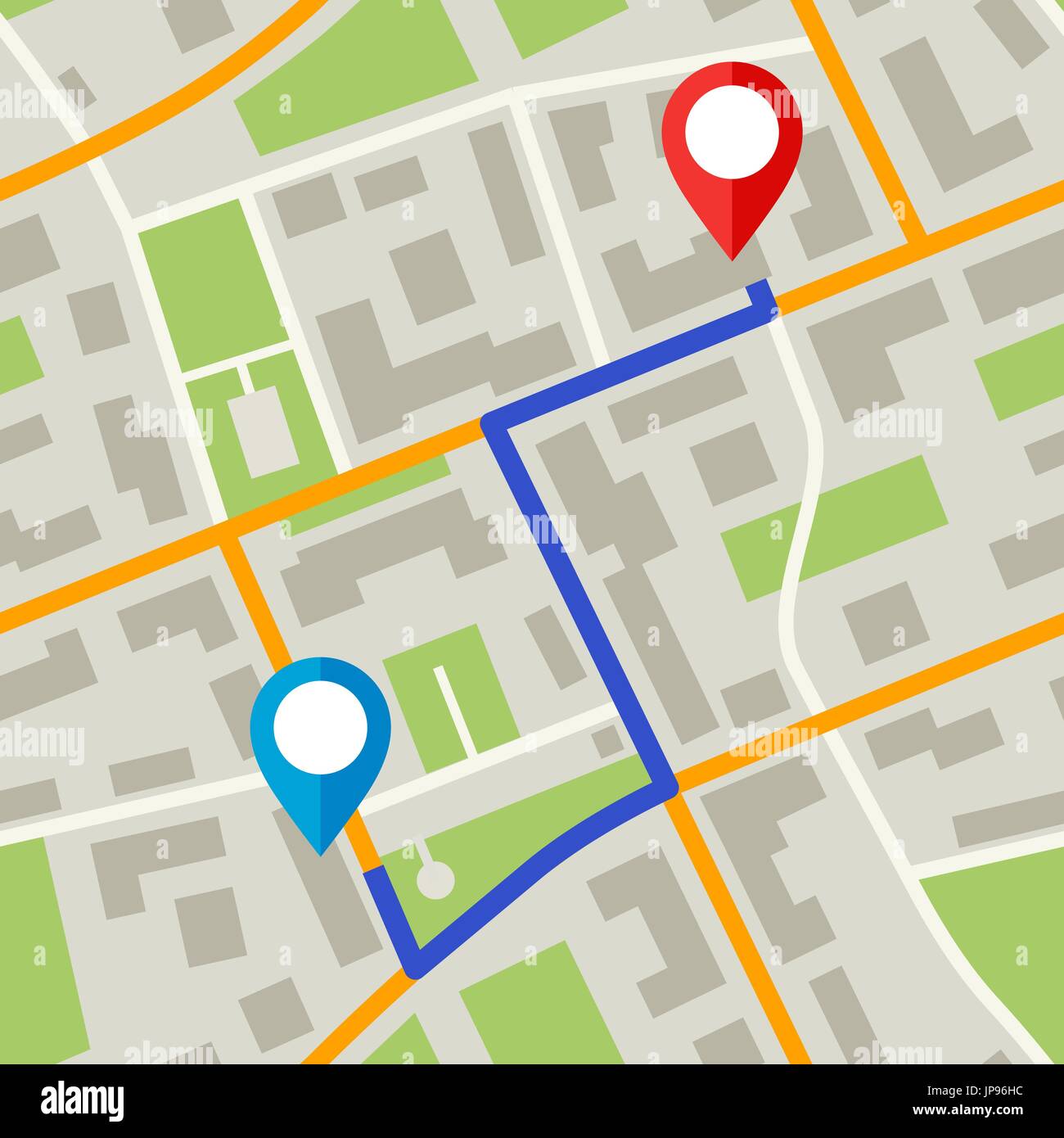 Map with pins and blue way Stock Vector Image & Art - Alamy