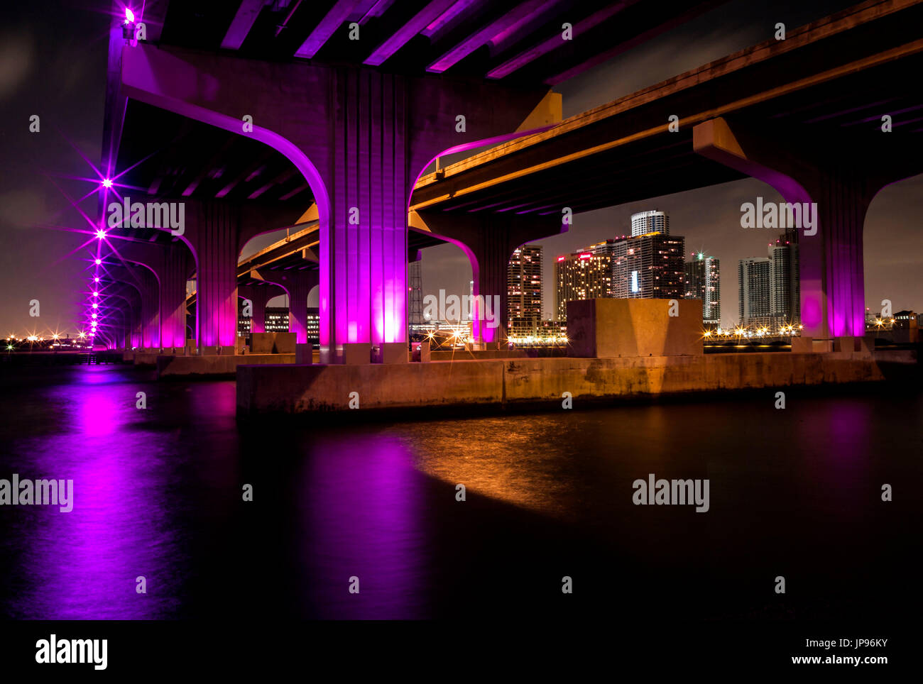 MacArthur Bridge, Biscayne Bay, Miami, Florida, USA Stock Photo - Alamy