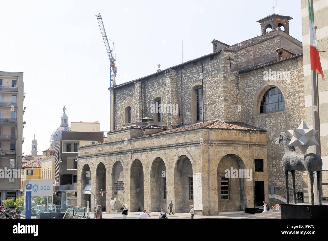 The view of "Piazza della Vittoria" square in Brescia in Italy The view ...