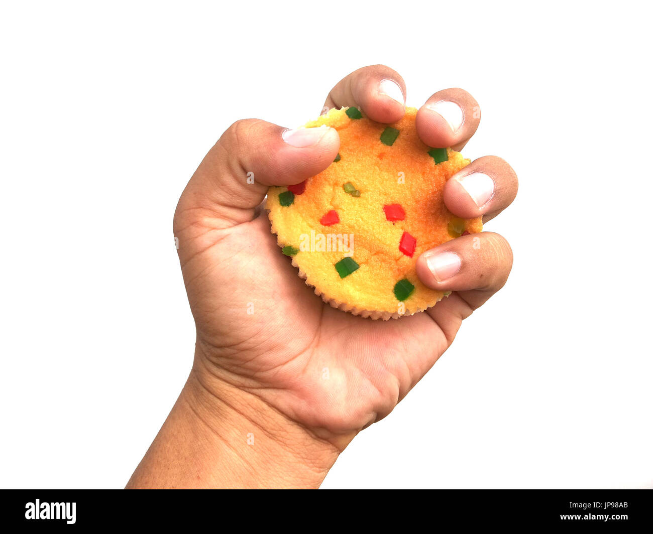 Bread in hand on isolated Stock Photo - Alamy