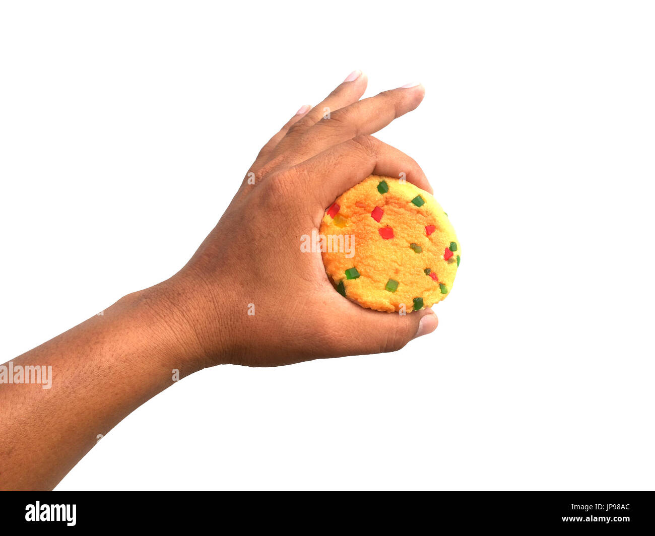 Bread in hand on isolated Stock Photo - Alamy