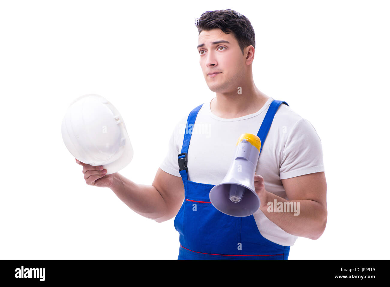 Funny repairman isolated on white Stock Photo - Alamy