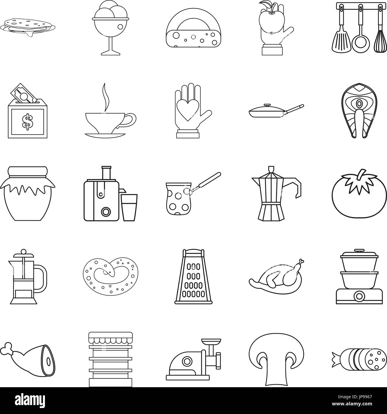 Jam icons set, outline style Stock Vector Image & Art - Alamy