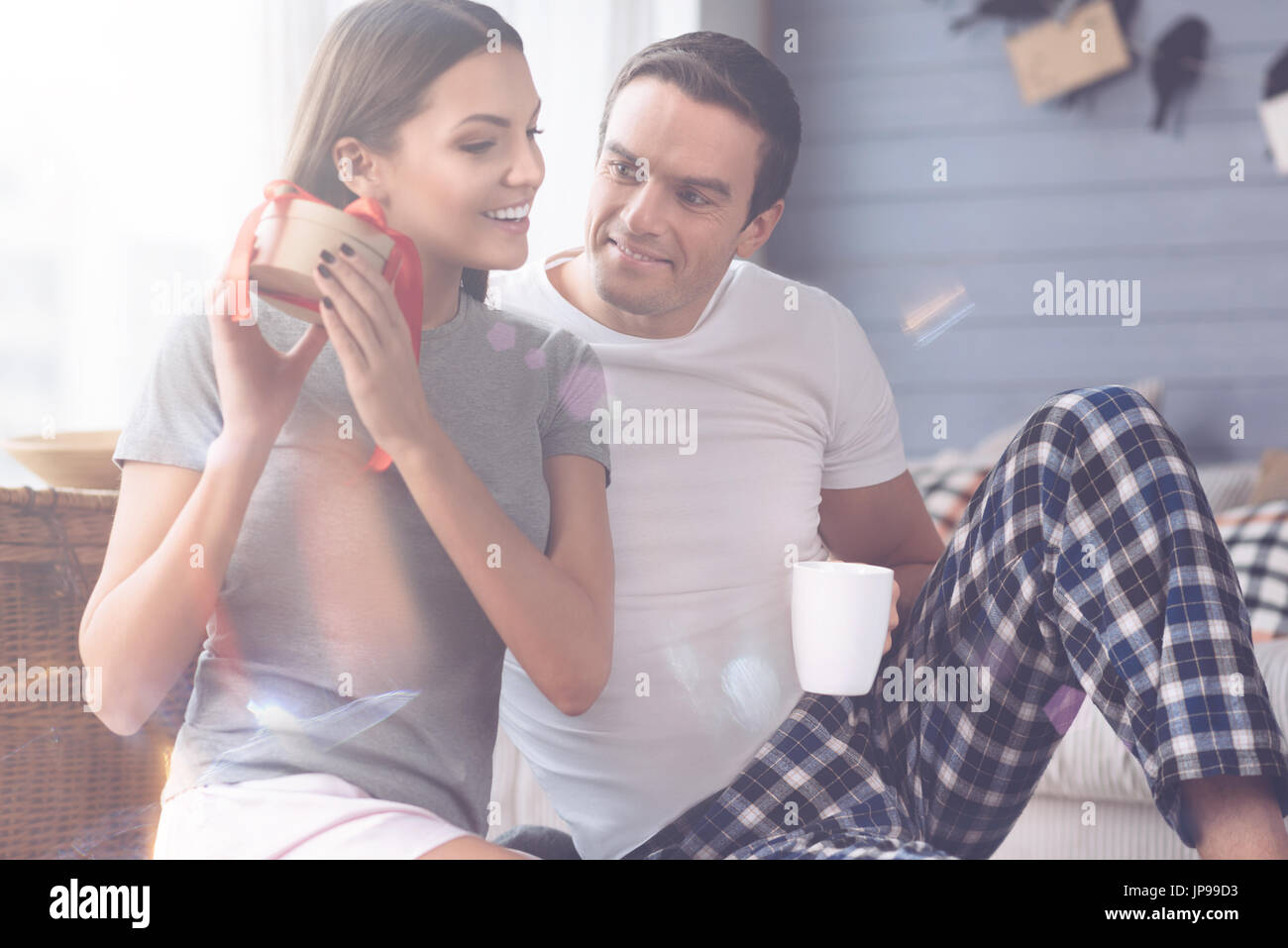 Happy man looking at his special someone Stock Photo - Alamy