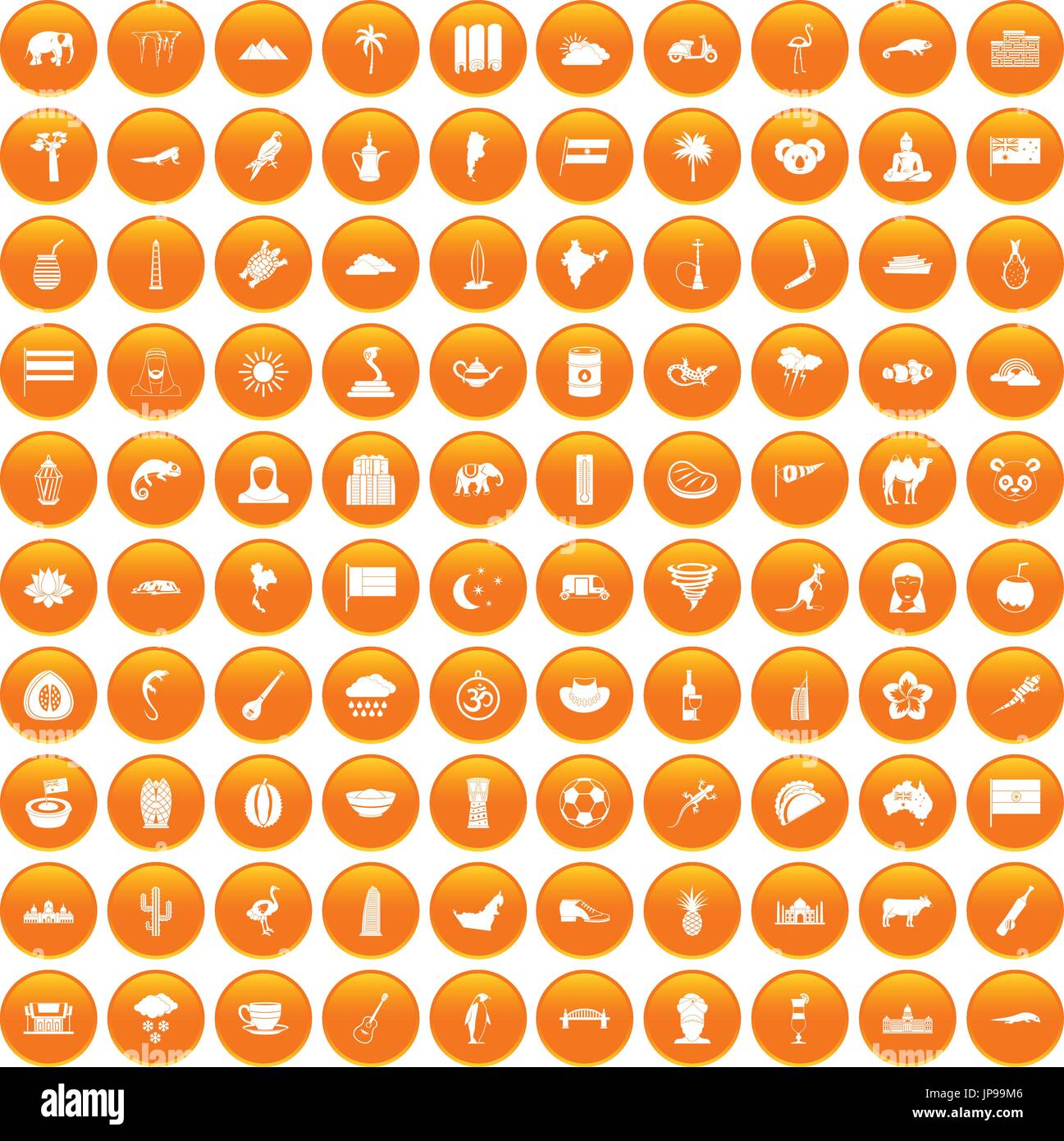 100 exotic animals icons set orange Stock Vector Image & Art - Alamy