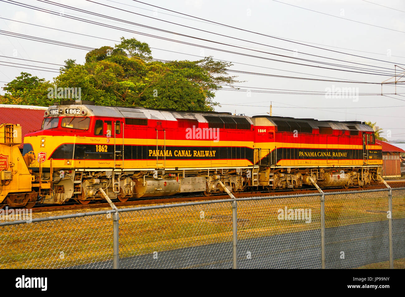 Images of 2 Panama canal railway locomotives traveling at the Port of ...