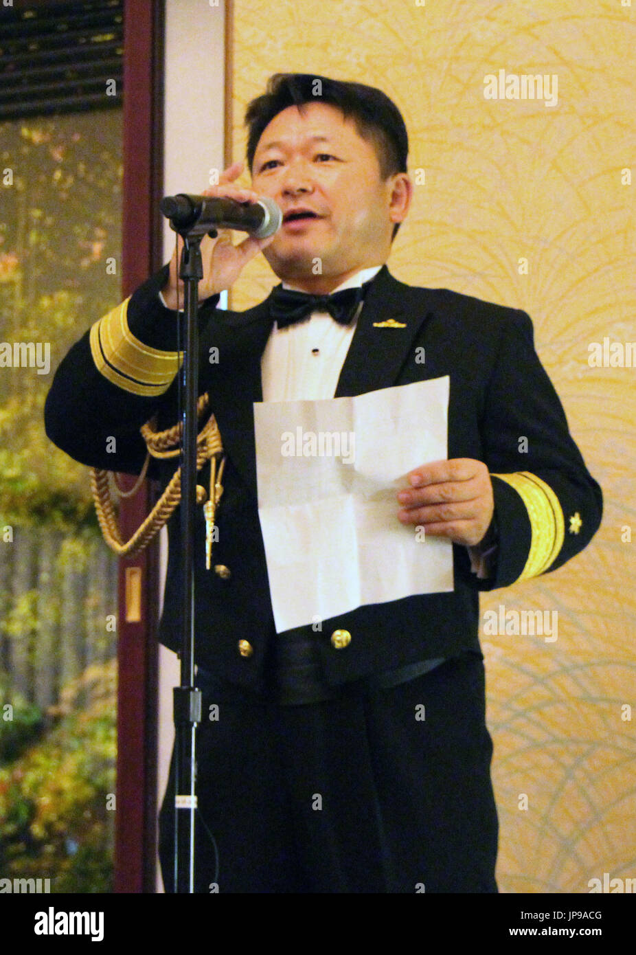Rear Adm. Yuki Sekiguchi, defense attache at the Japanese Embassy in Washington, speaks at the ...