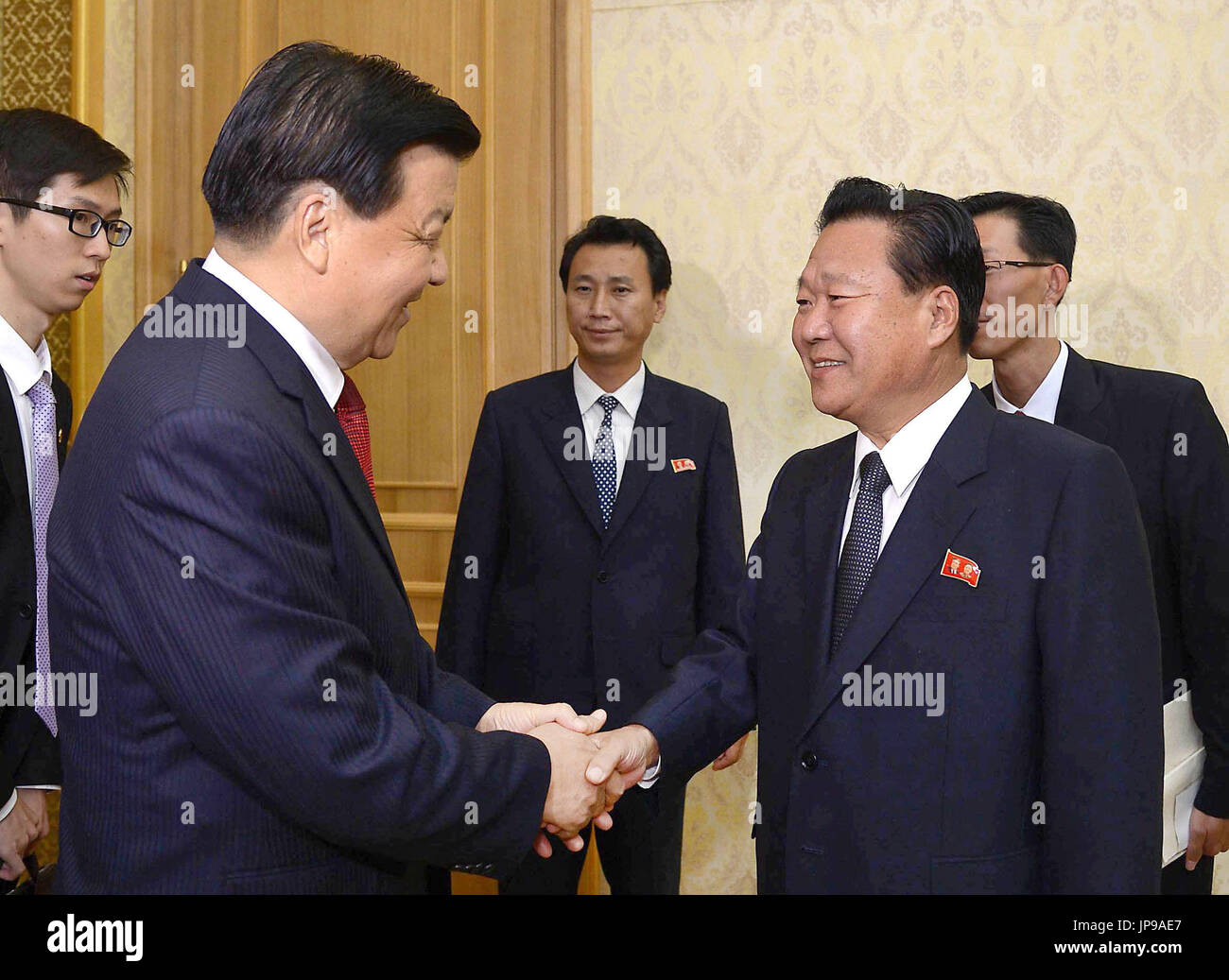 Choe Ryong Hae (R), a secretary of North Korea's Workers' Party of ...