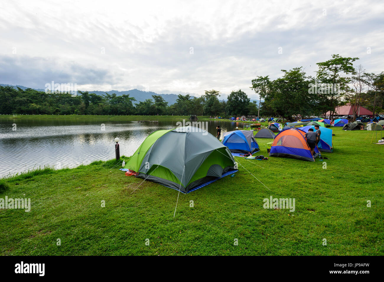 camping at lake view park Stock Photo - Alamy