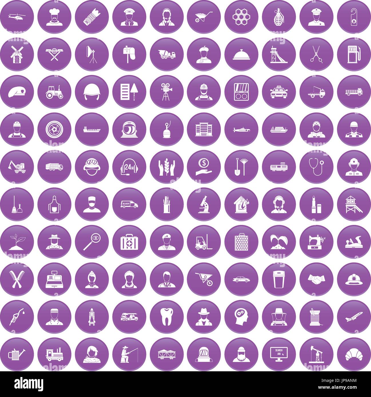 100 job icons set purple Stock Vector Image & Art - Alamy
