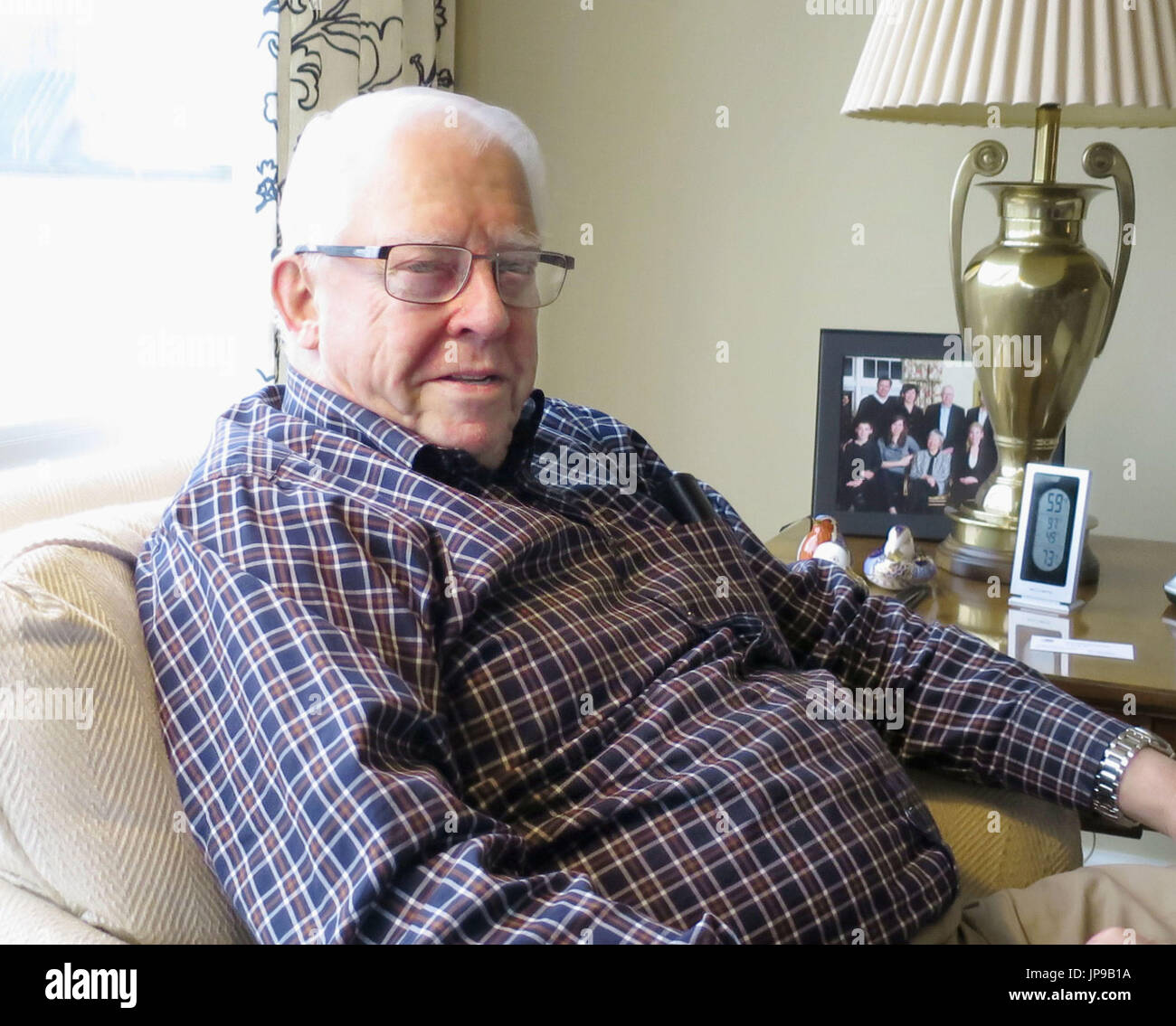 Former Boeing Co. President Frank Shrontz talks to Kyodo News at his ...