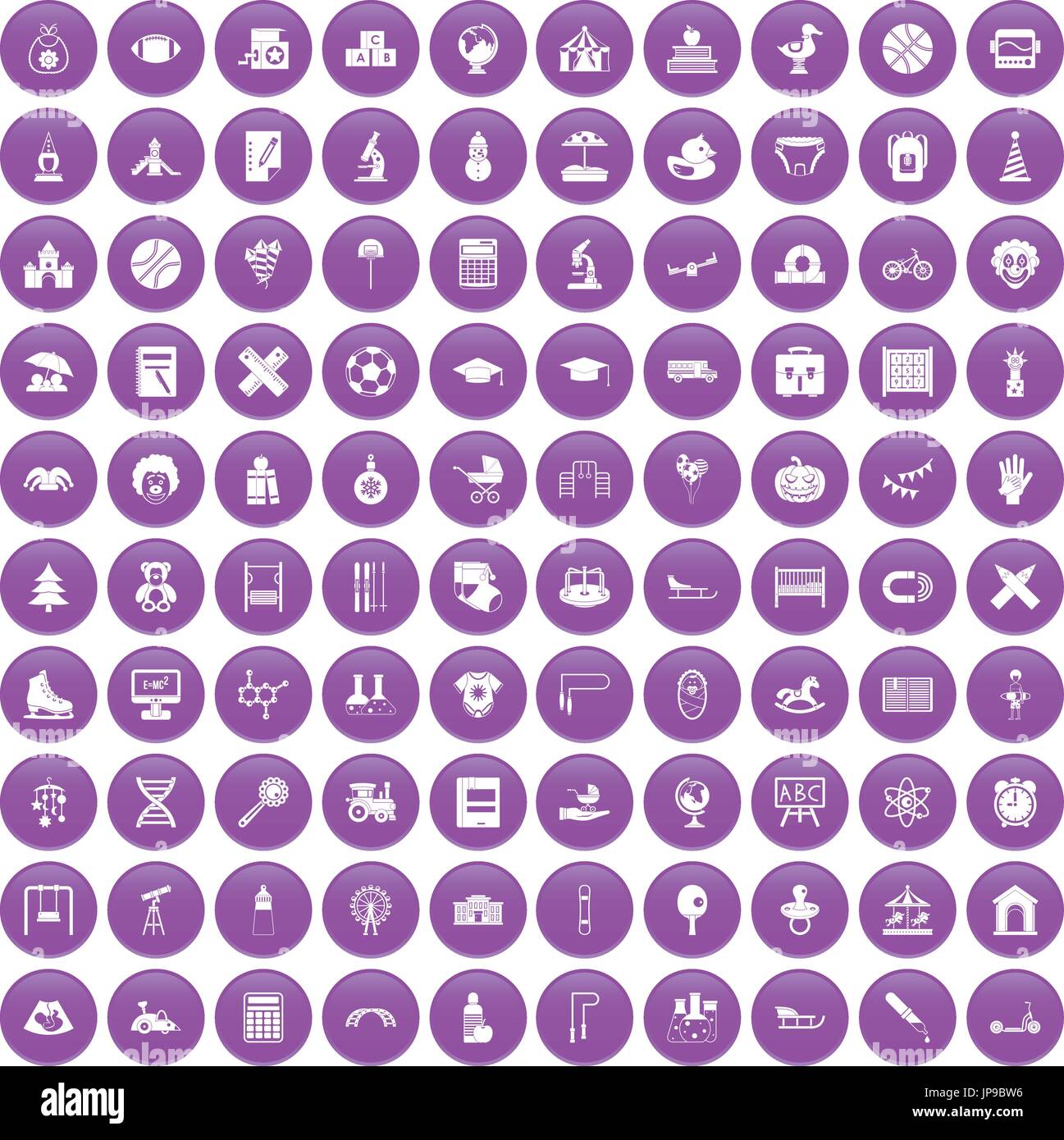 100 kids icons set purple Stock Vector Image & Art - Alamy