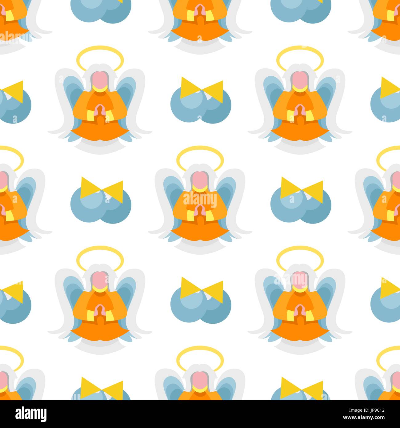 Christmas decorations and Angels seamless pattern, vector illustration ...