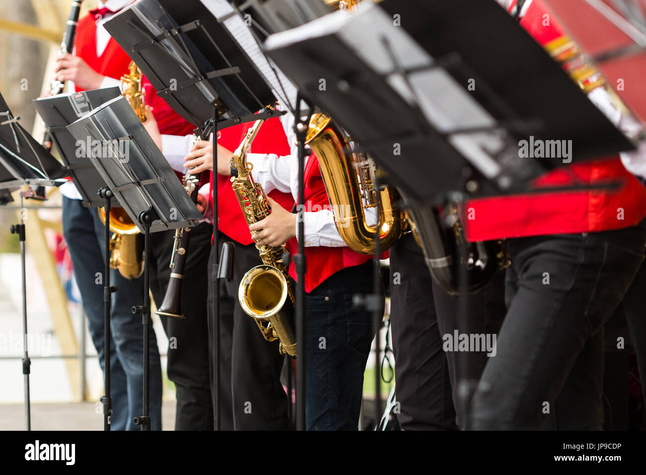 brass band, musical instrument, orchestra concept - festive performance ...