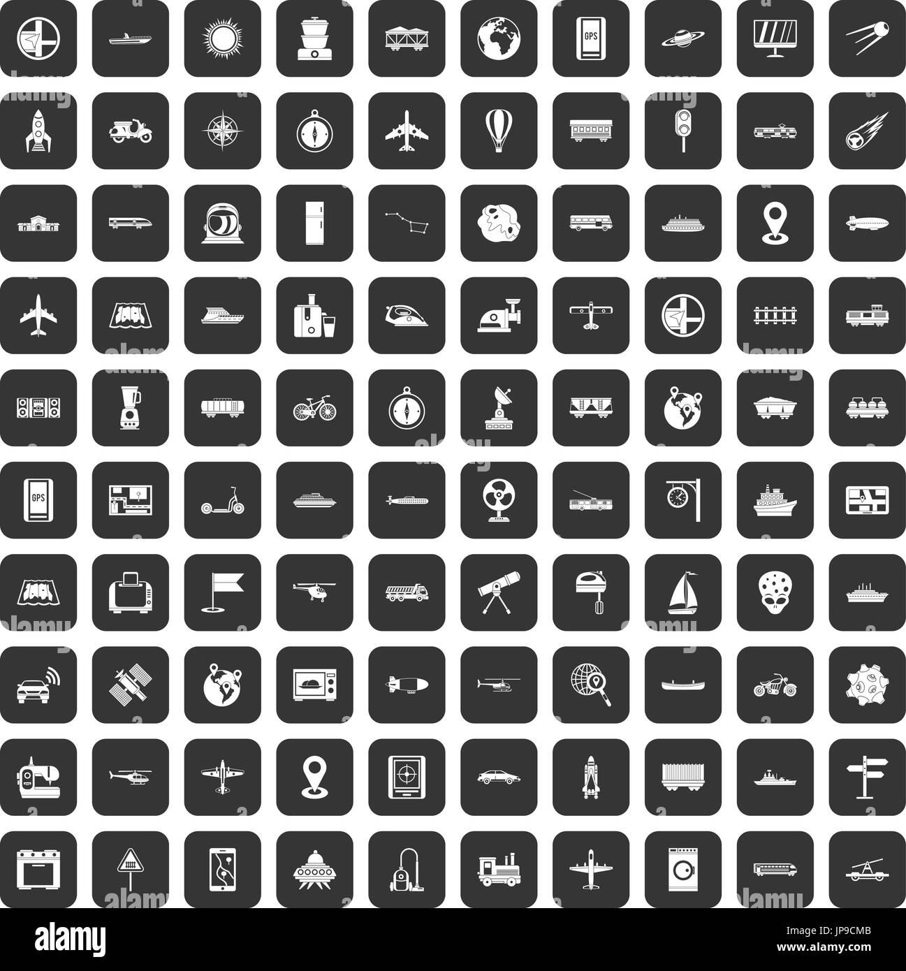 100 technology icons set black Stock Vector Image & Art - Alamy
