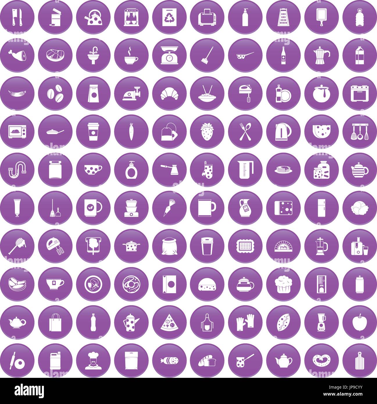 100 kitchen icons set purple Stock Vector Image & Art - Alamy