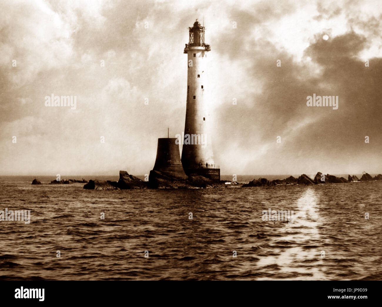 Eddystone Lighthouse, Victorian period Stock Photo - Alamy