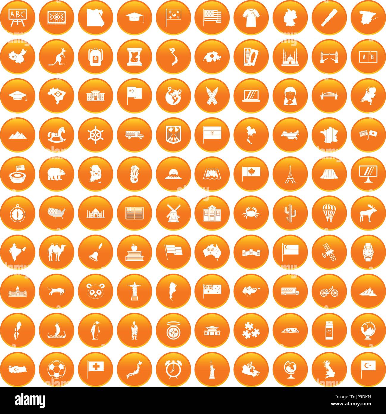 100 geography icons set orange Stock Vector Image & Art - Alamy