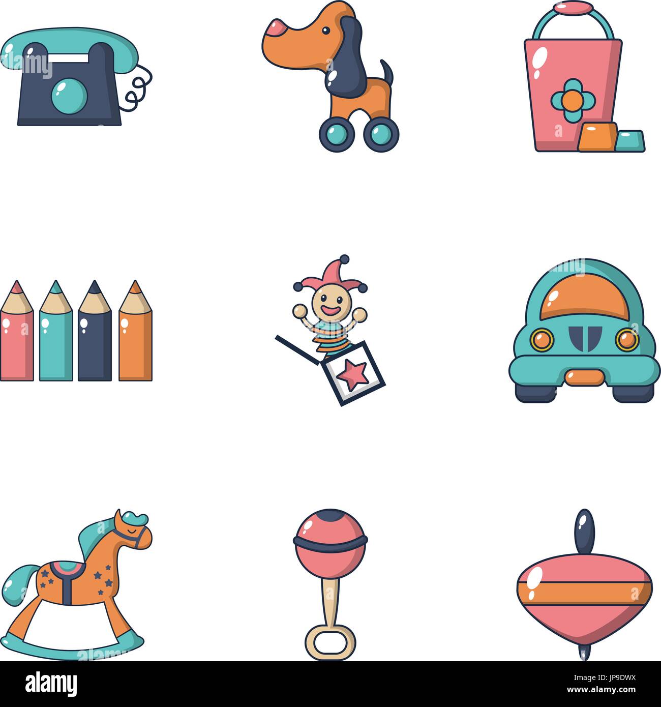 Children toys icons set, flat style Stock Vector Image & Art - Alamy