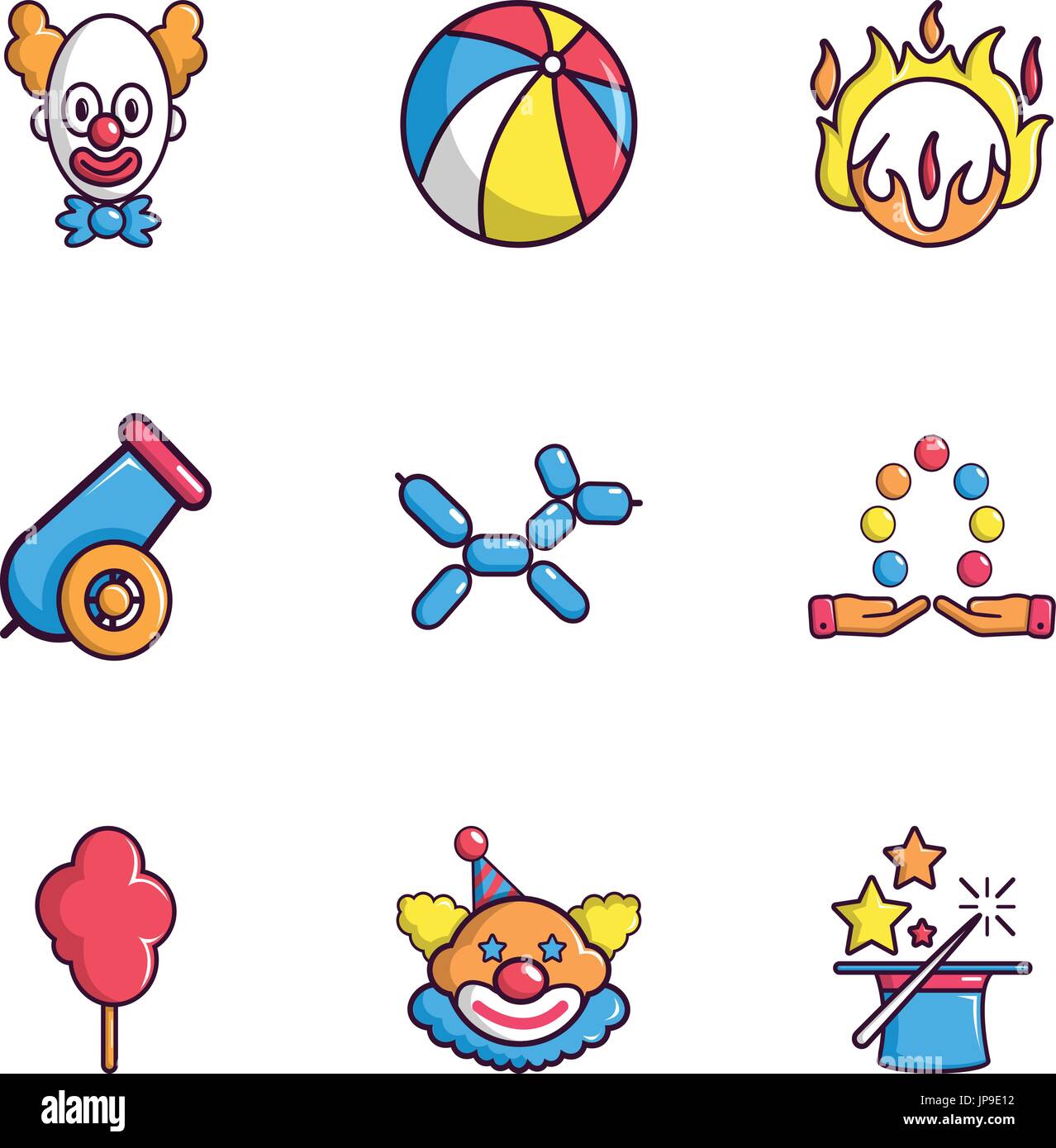 Clown show icons set, flat style Stock Vector Image & Art - Alamy