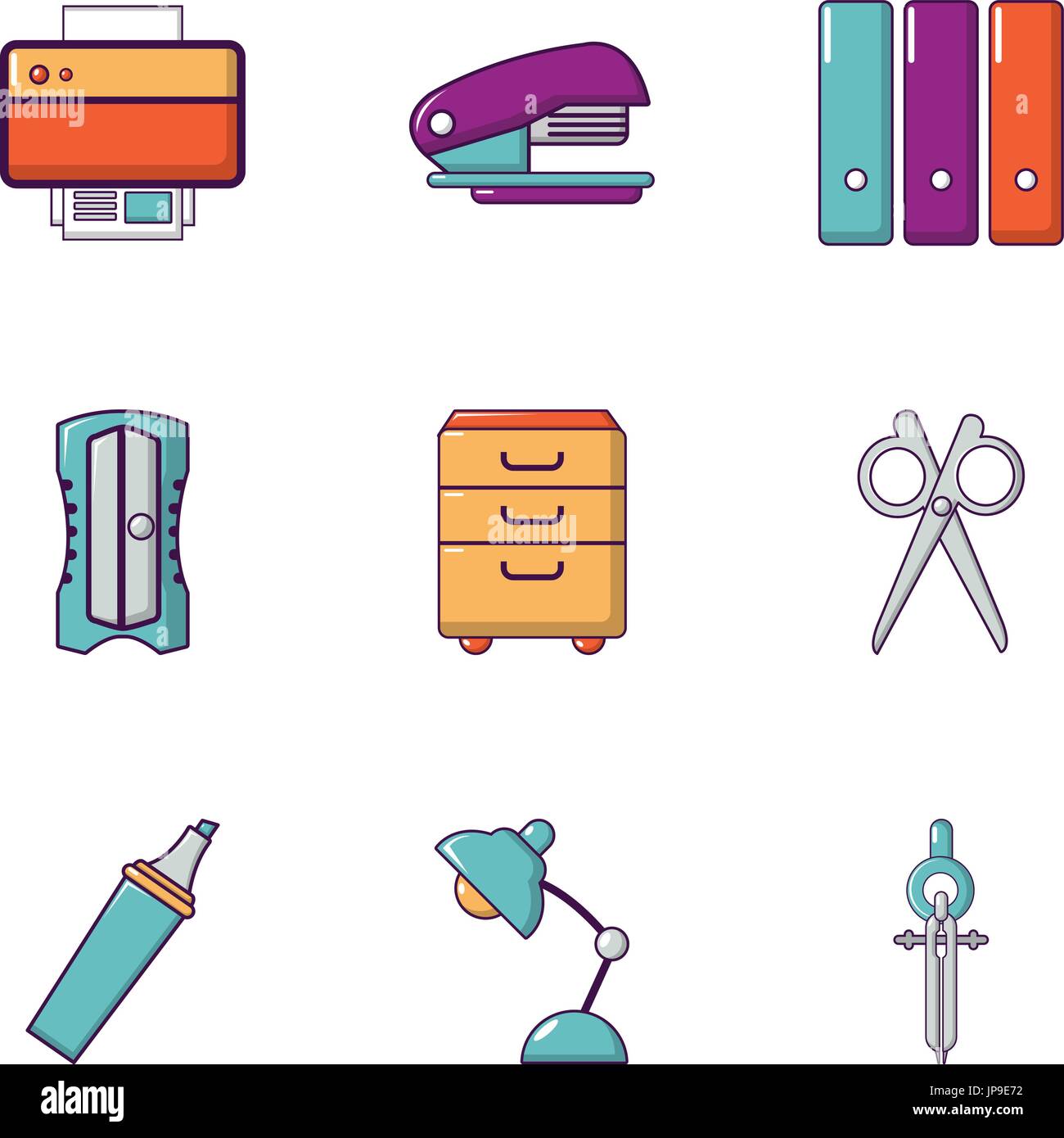 Office stuff icons set, flat style Stock Vector Image & Art - Alamy