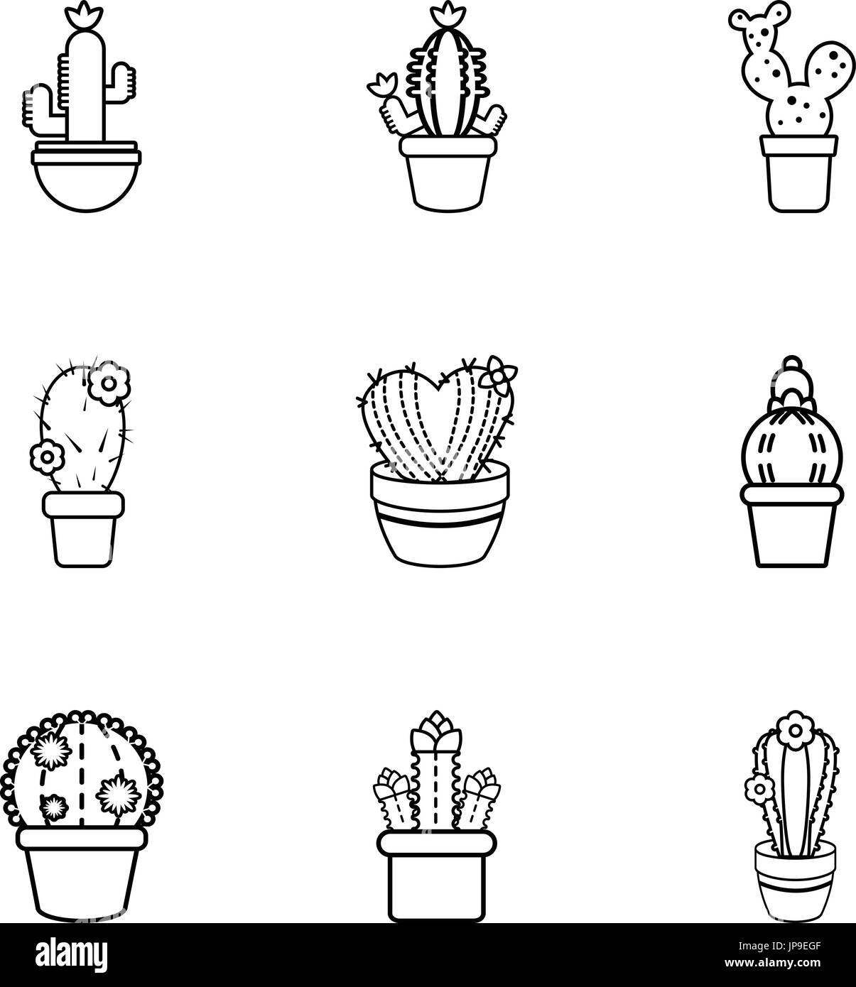 Different cactus icons set, outline style Stock Vector Image & Art - Alamy