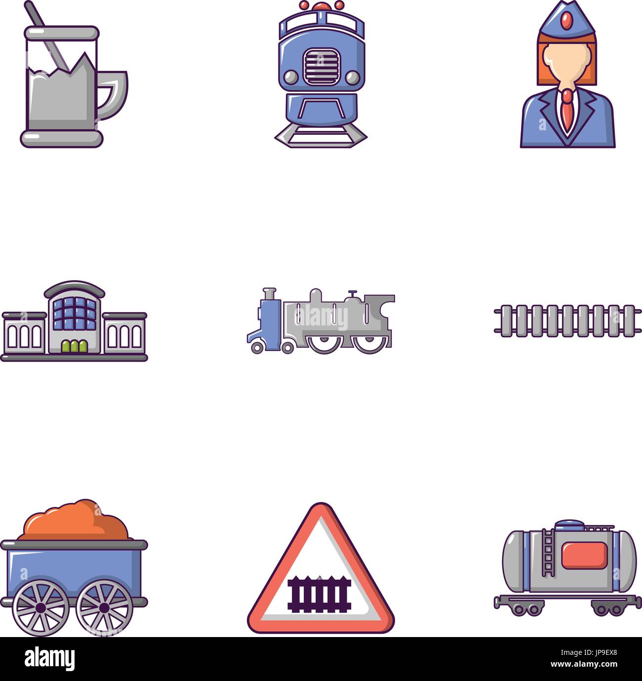 Railroad icons set, flat style Stock Vector Image & Art - Alamy