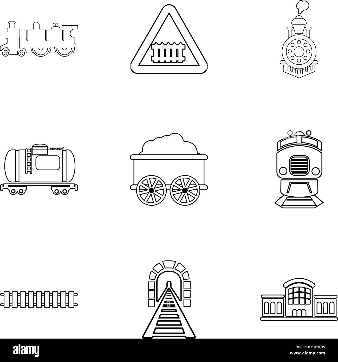 Railroad icons set, outline style Stock Vector Image & Art - Alamy