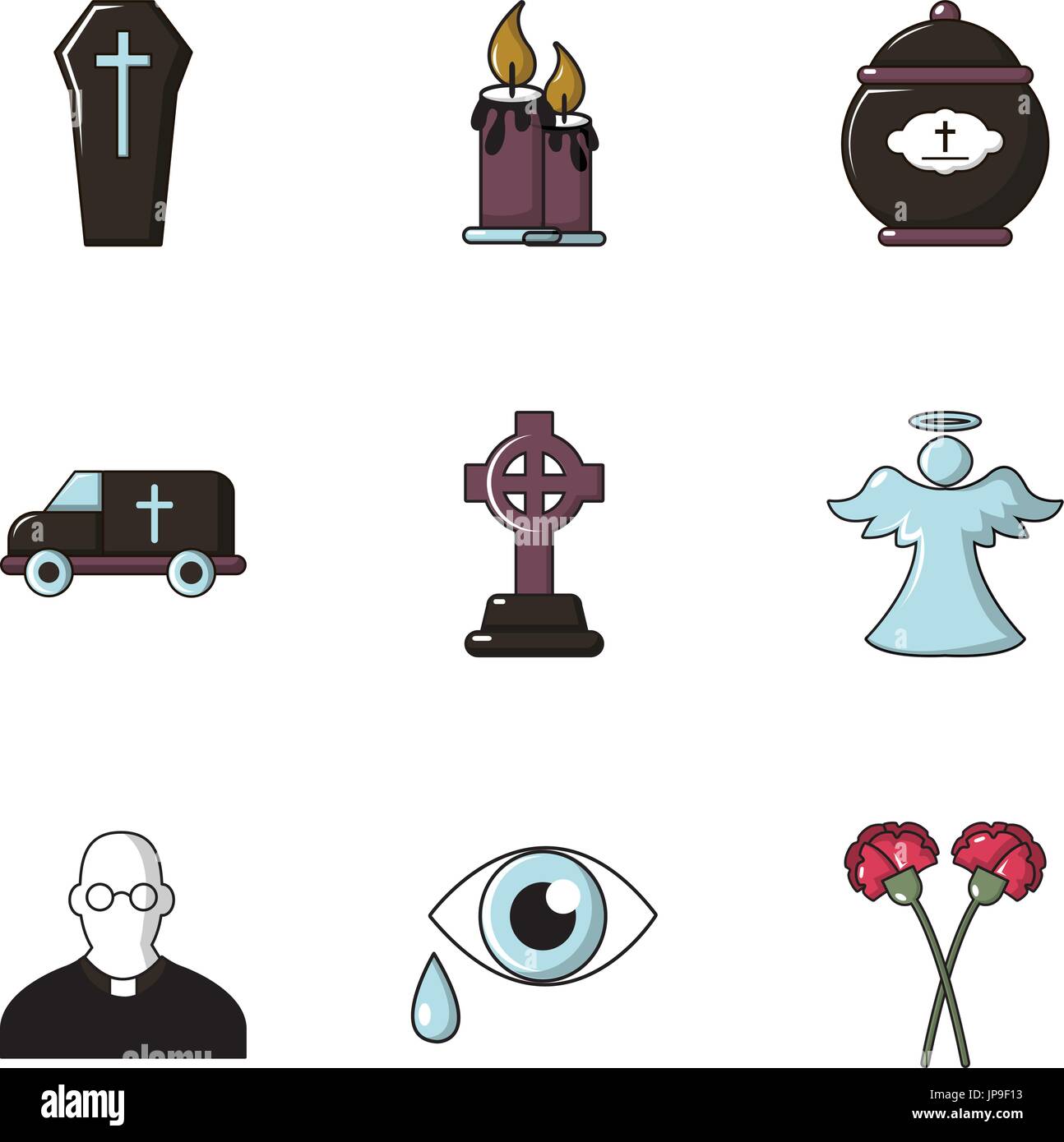Funeral symbols icons set, flat style Stock Vector Image & Art - Alamy