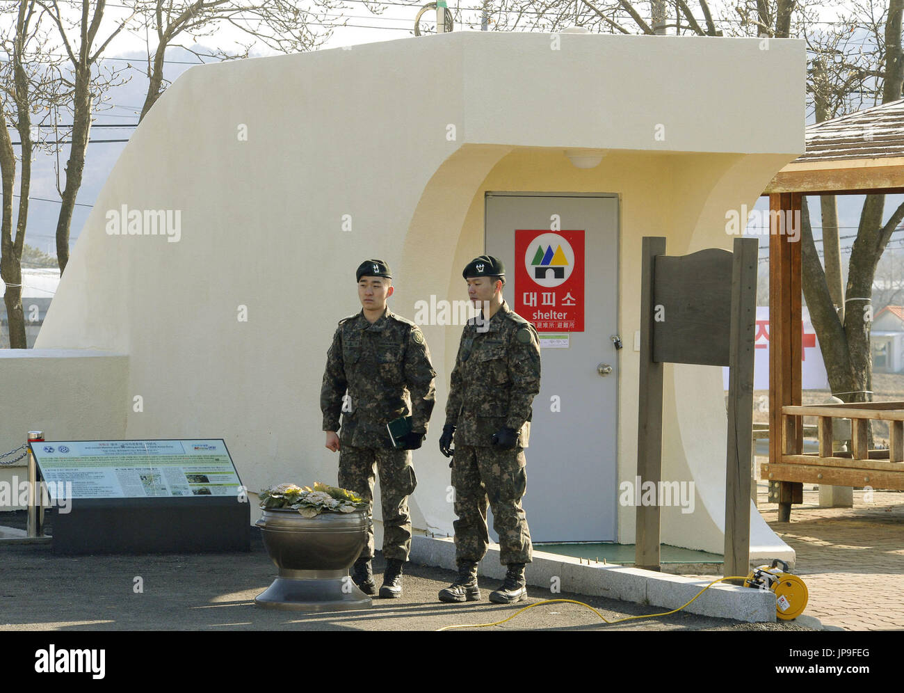 South Korean soldiers pictured on Jan. 8, 2016, in Yeoncheon, along the ...