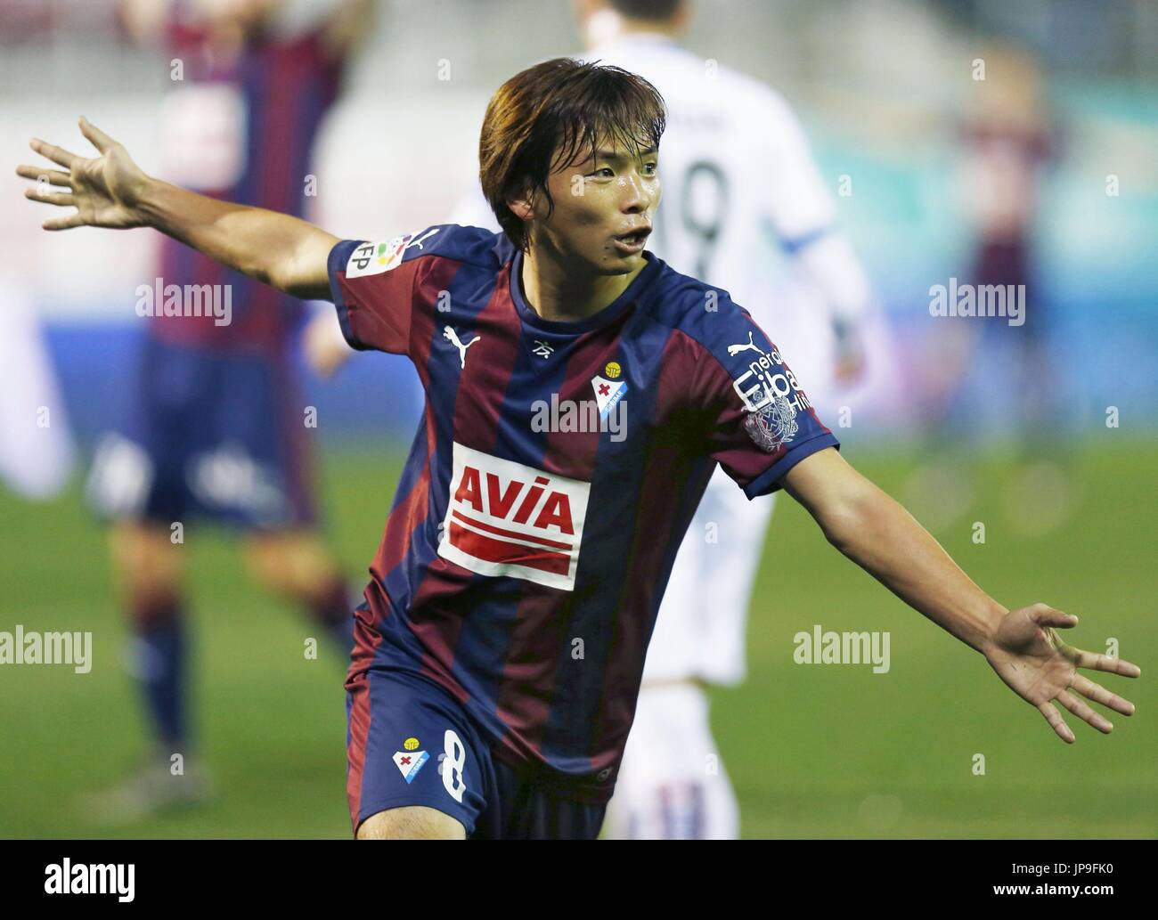 Japan's Takashi Inui celebrates after scoring his first goal for Eibar ...