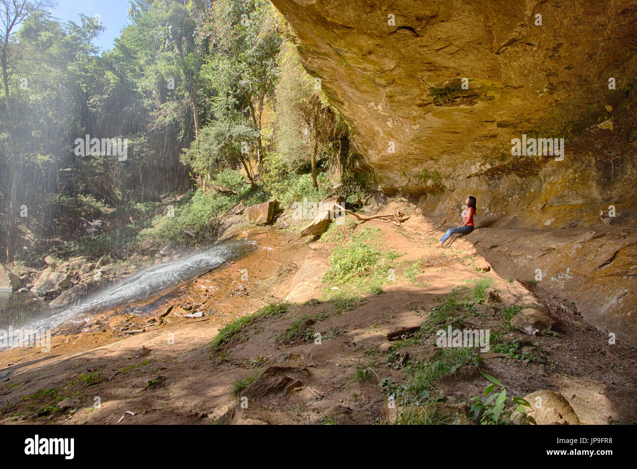 Behind the Waterfall Stock Photo - Alamy