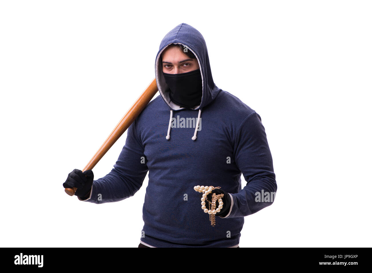 Young man hooligan with baseball bat isolated on white Stock Photo - Alamy