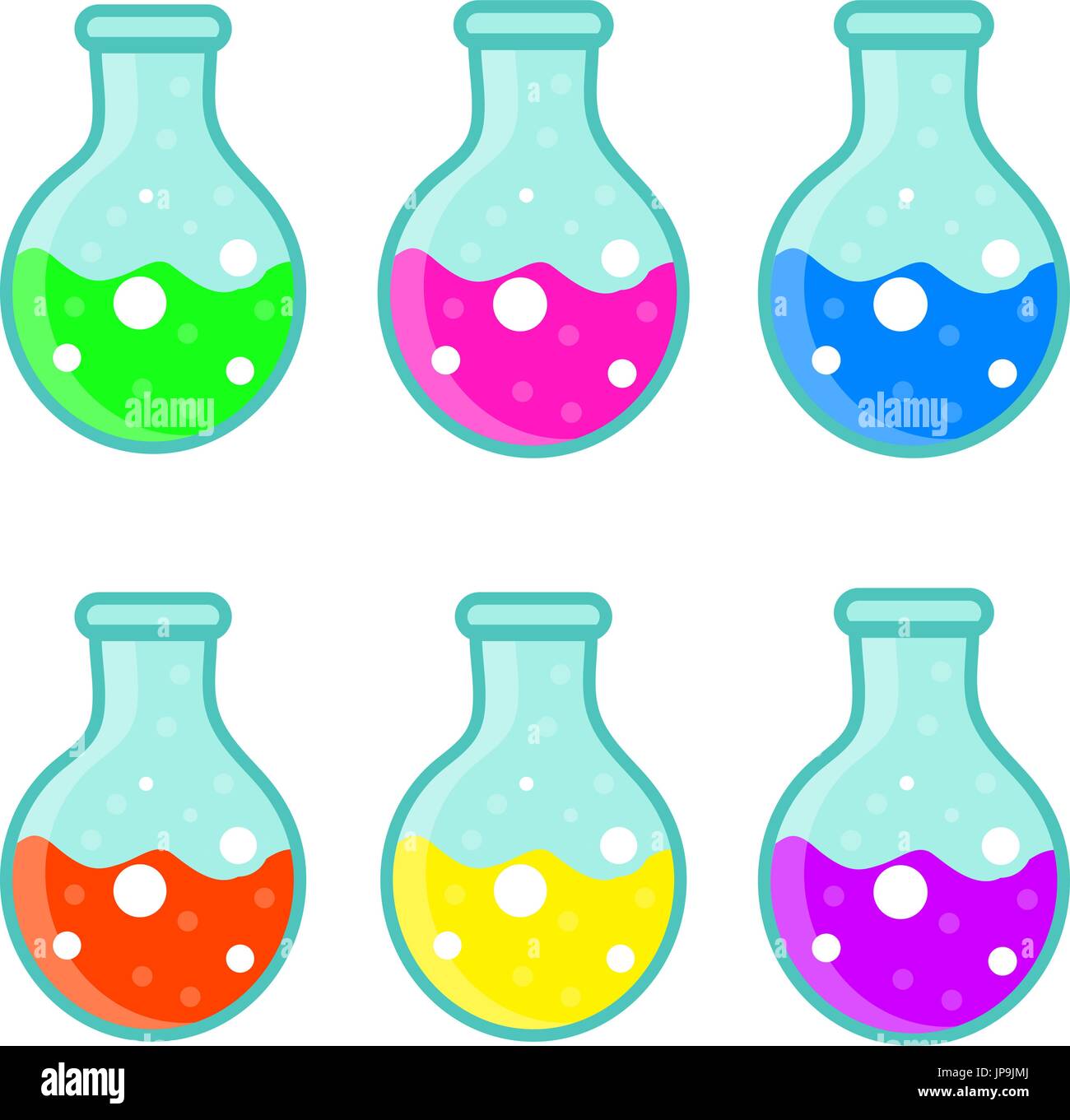 Laboratory bulb set icon, flat, cartoon style. Isolated on white ...