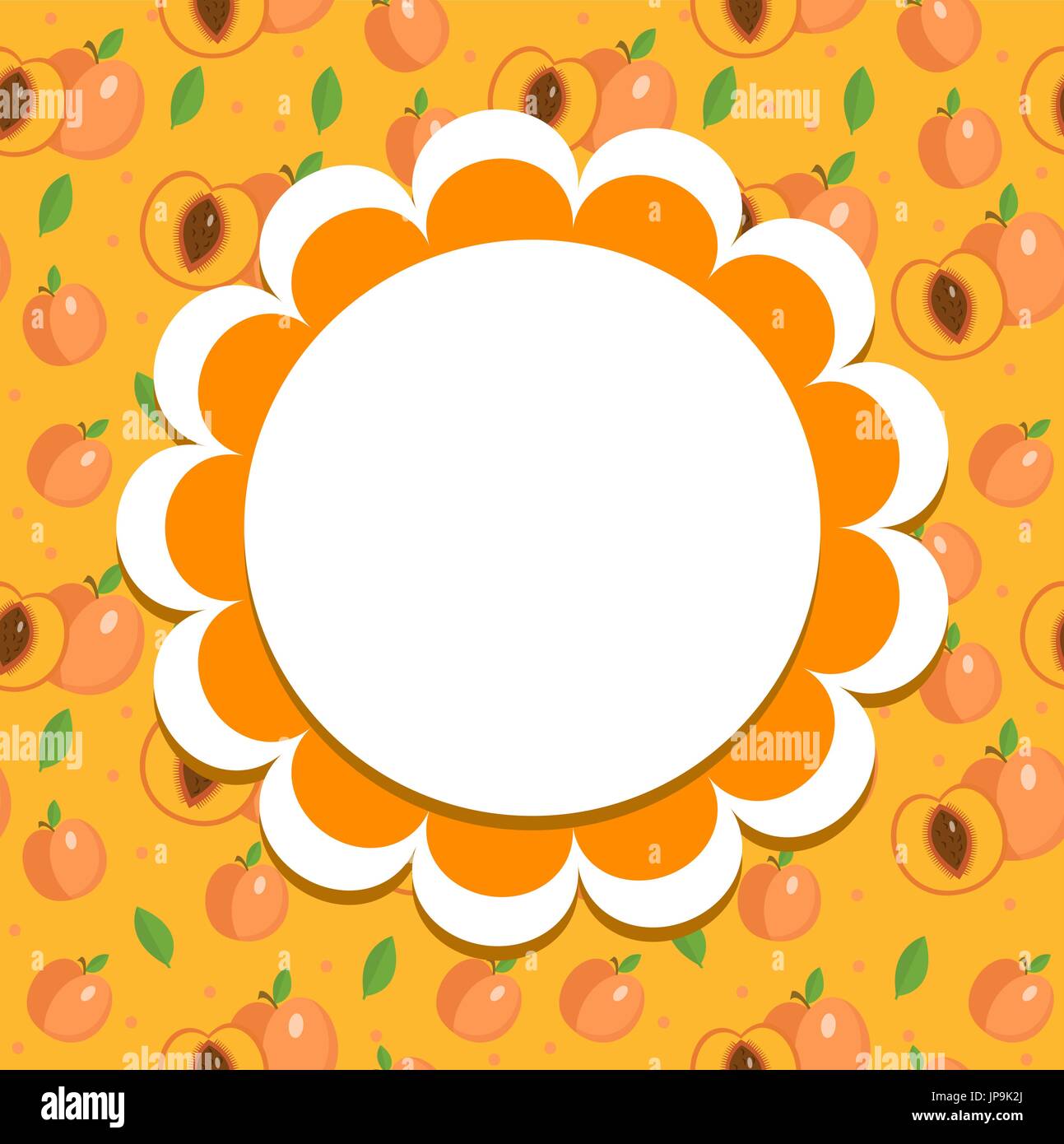 Peach label, wrapper template for your design. Fruit frame with space ...