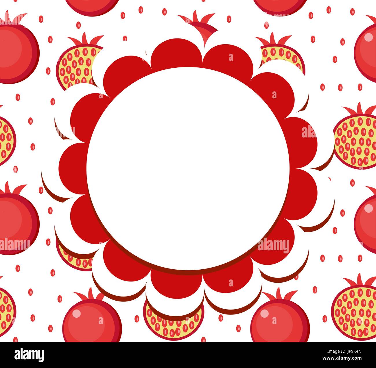 Pomegranate label, wrapper template for your design. Fruit frame with ...