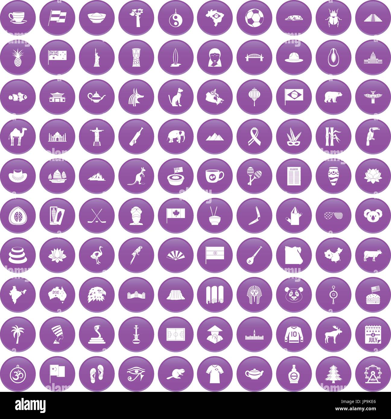 100 landmarks icons set purple Stock Vector Image & Art - Alamy