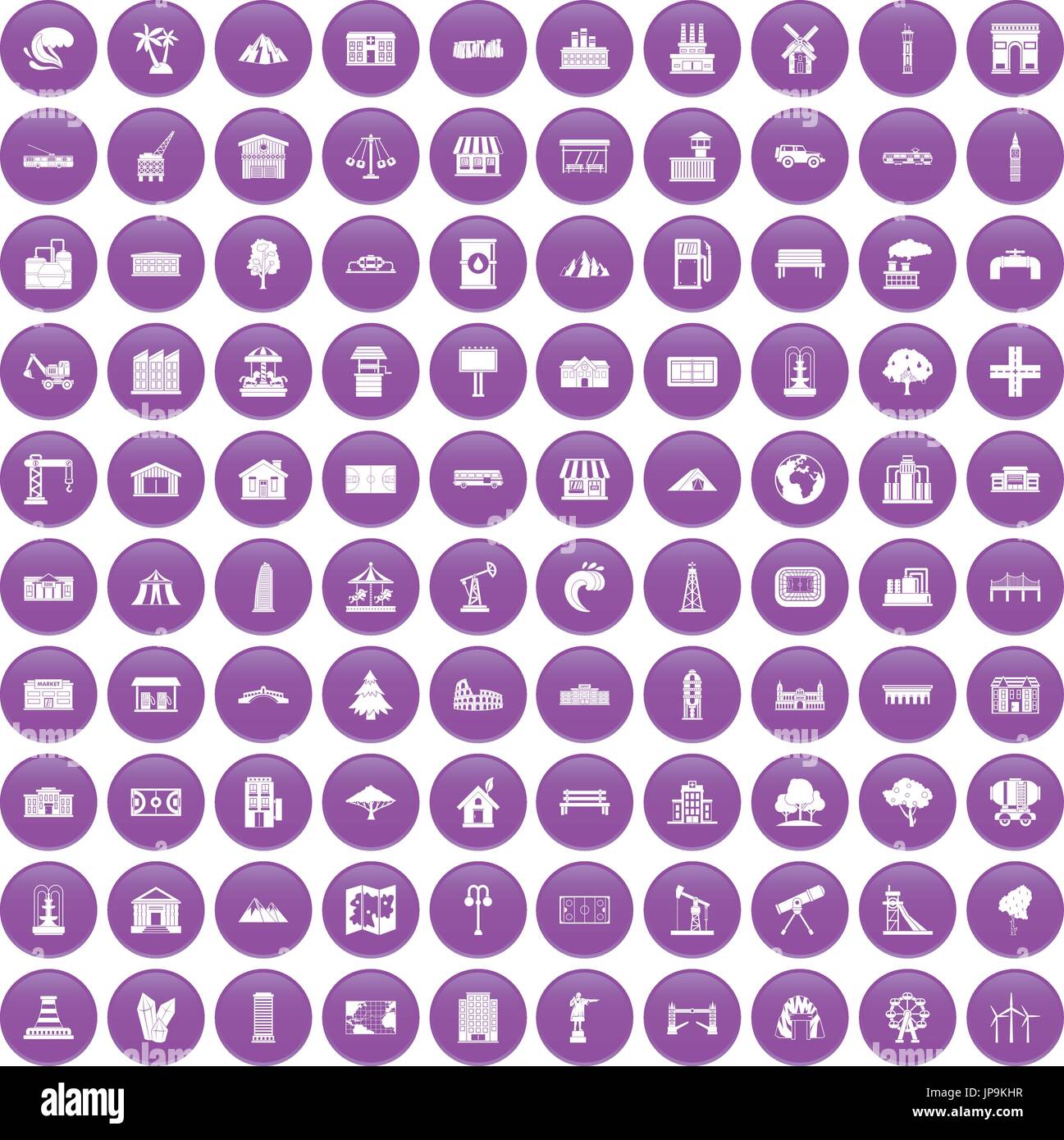 100 landscape element icons set purple Stock Vector Image & Art - Alamy