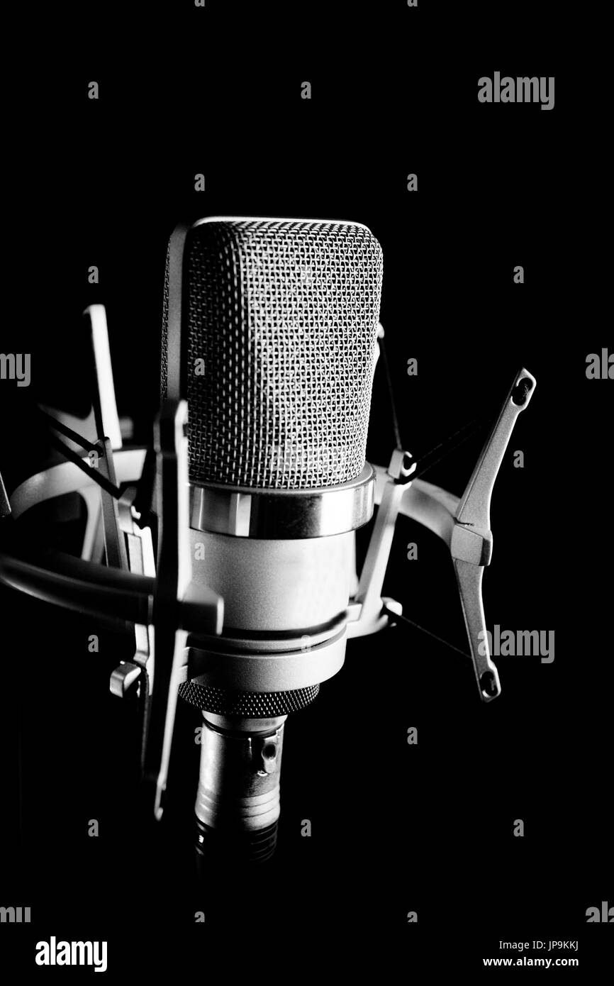 Microphone in sound recording studio Stock Photo - Alamy
