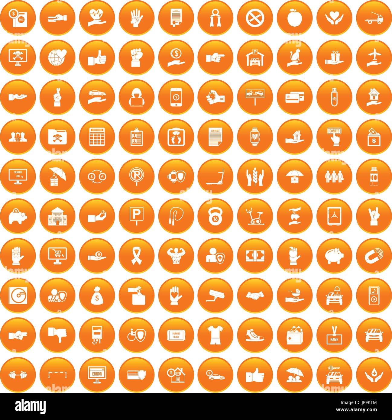 100 hand icons set orange Stock Vector Image & Art - Alamy