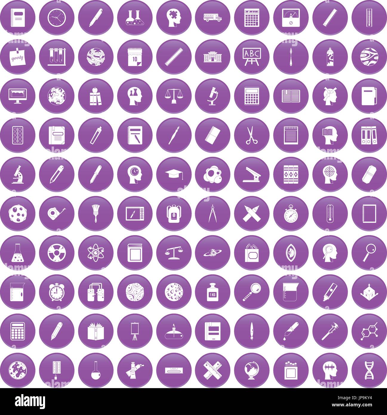 100 learning icons set purple Stock Vector Image & Art - Alamy