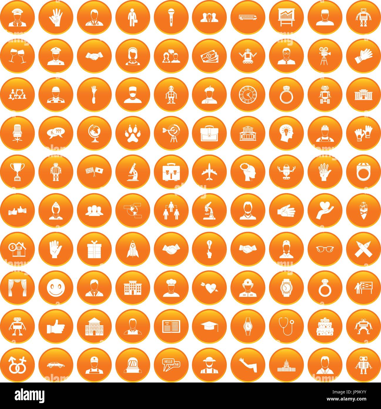100 handshake icons set orange Stock Vector Image & Art - Alamy