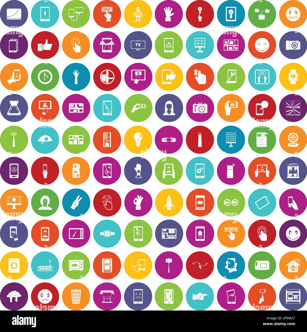 100 touch screen icons set color Stock Vector Image & Art - Alamy