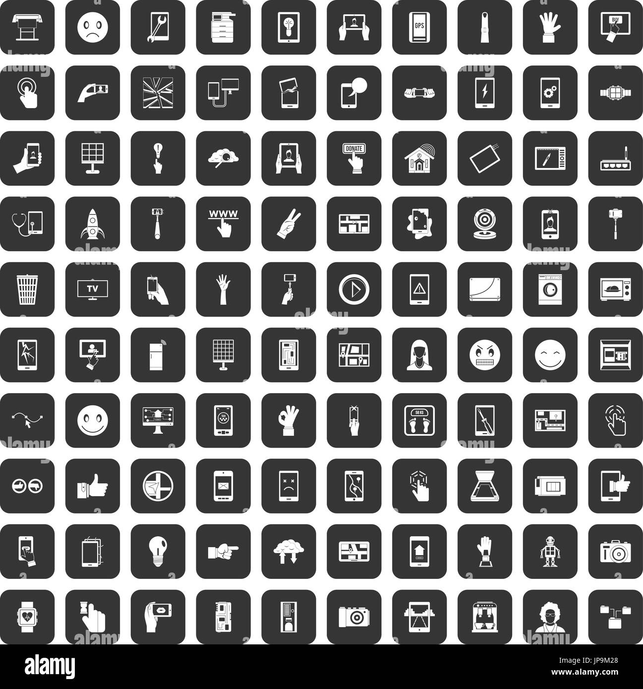 100 touch screen icons set black Stock Vector Image & Art - Alamy