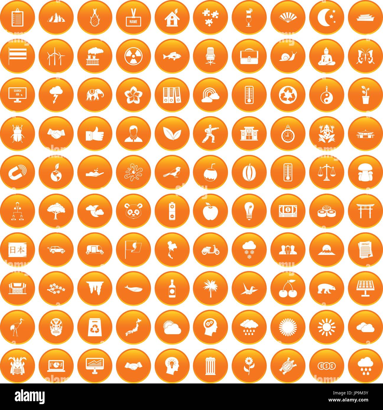 100 harmony icons set orange Stock Vector Image & Art - Alamy