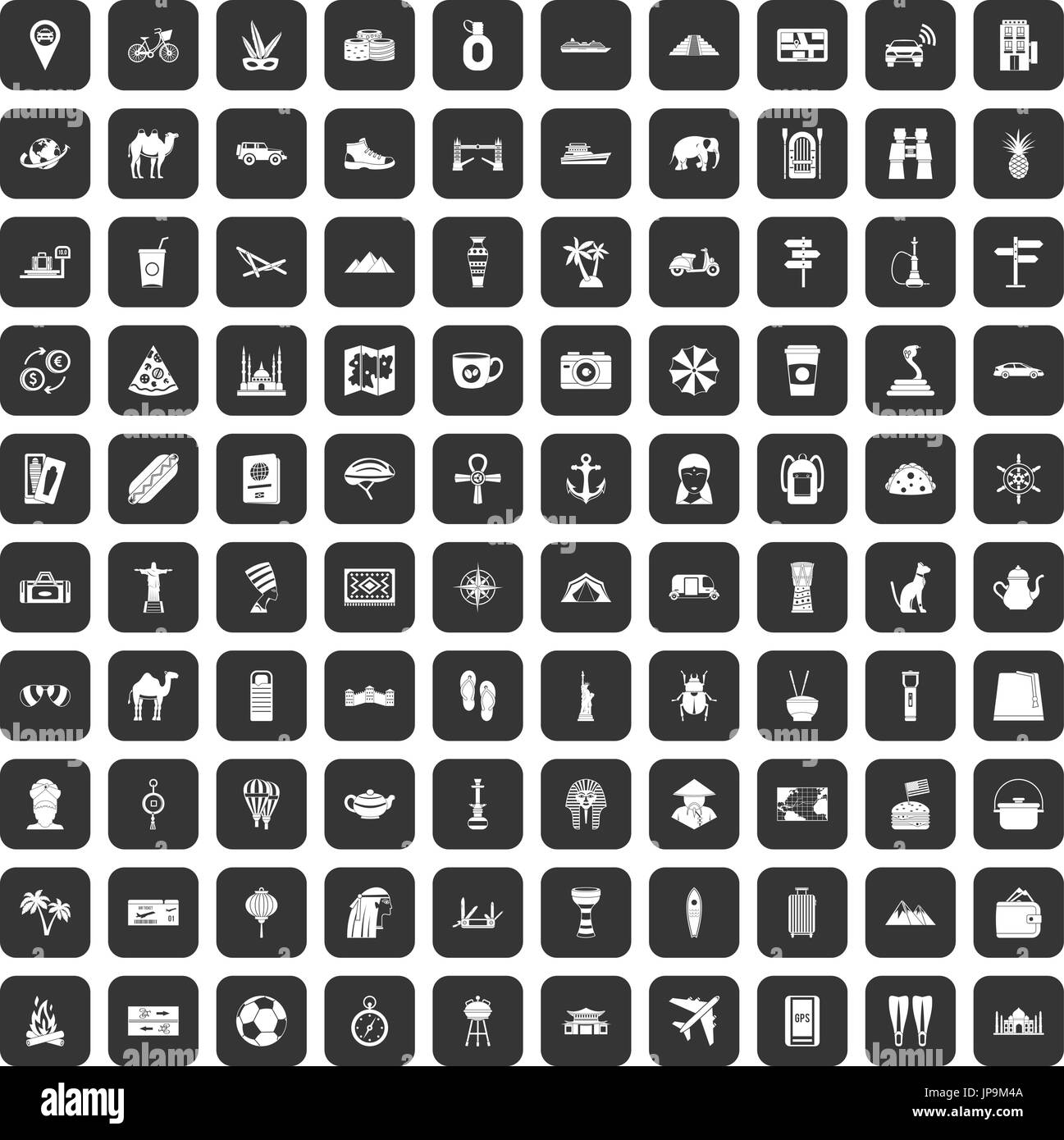 100 tourism icons set black Stock Vector Image & Art - Alamy