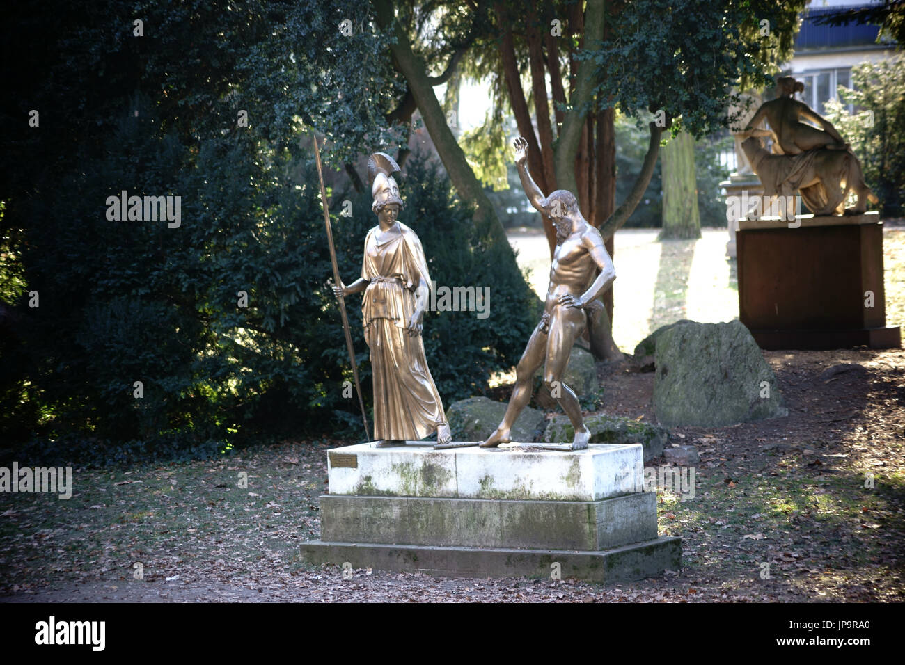 Frankfurt, Germany - January 05, 2017: Golden sculptures of a female ...